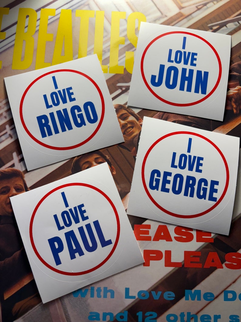 I Love the Beatles Stickers Paul John George Ringo - Etsy