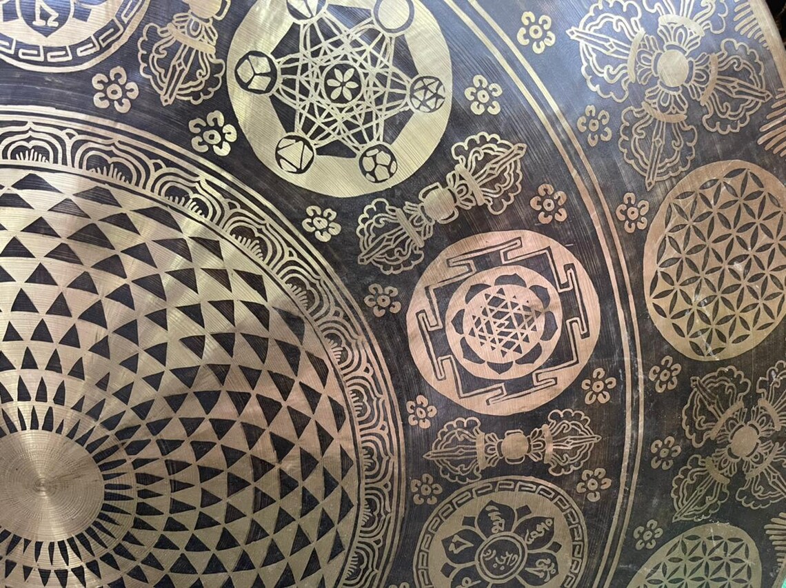 100 CM Extra Large Healing Gongs Flower of Life Group Healing Big ...