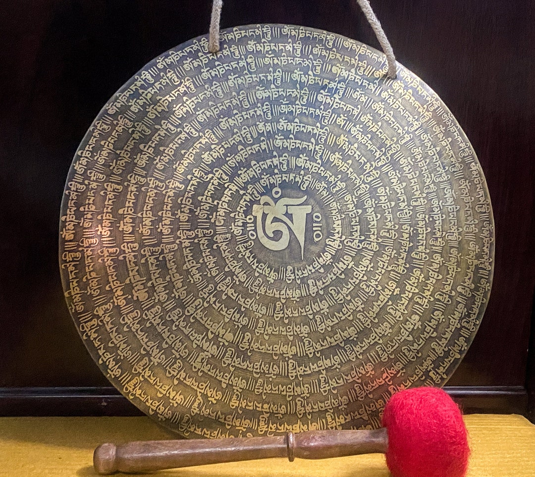 SALE! 13 Inches Special Full Mantra Carving Tibetan Gong From Nepal ...
