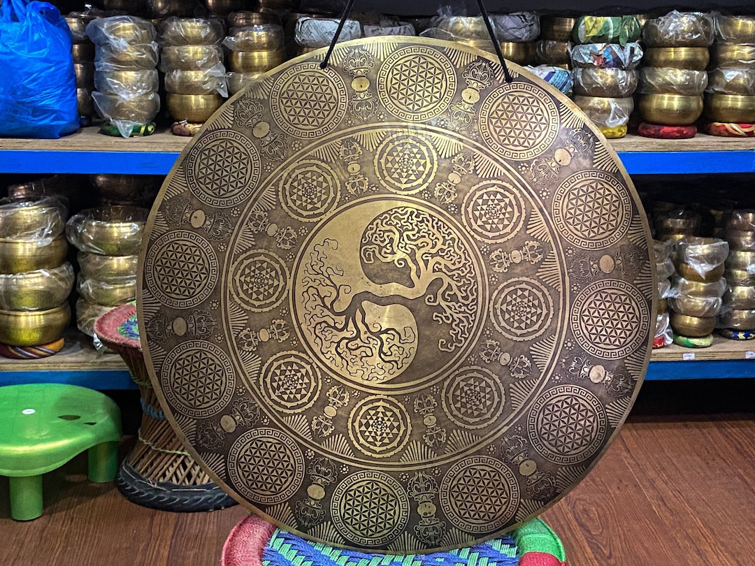 Sale! 19 Inches Special Heart Chakra Carving Tibetan Gong From Nepal ...