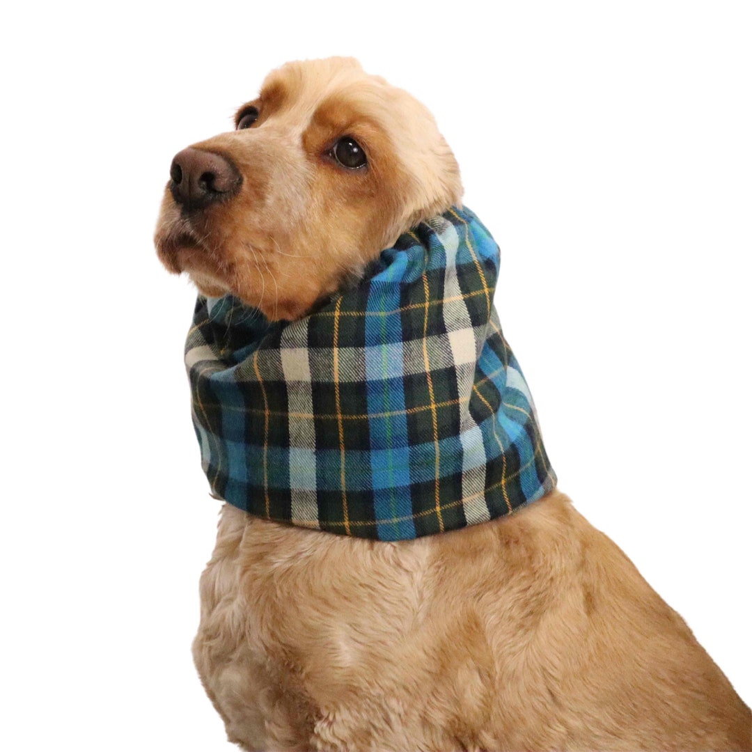 Blue Tartan Flannel Dog Snood | Cavalier Snood | Cocker Spaniel Ear ...