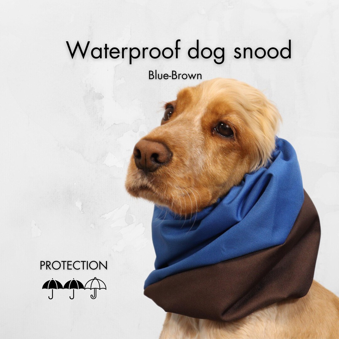 Blue-brown Waterproof Dog Snood Dog Ear Scarf Dog Ear Protector Pet ...