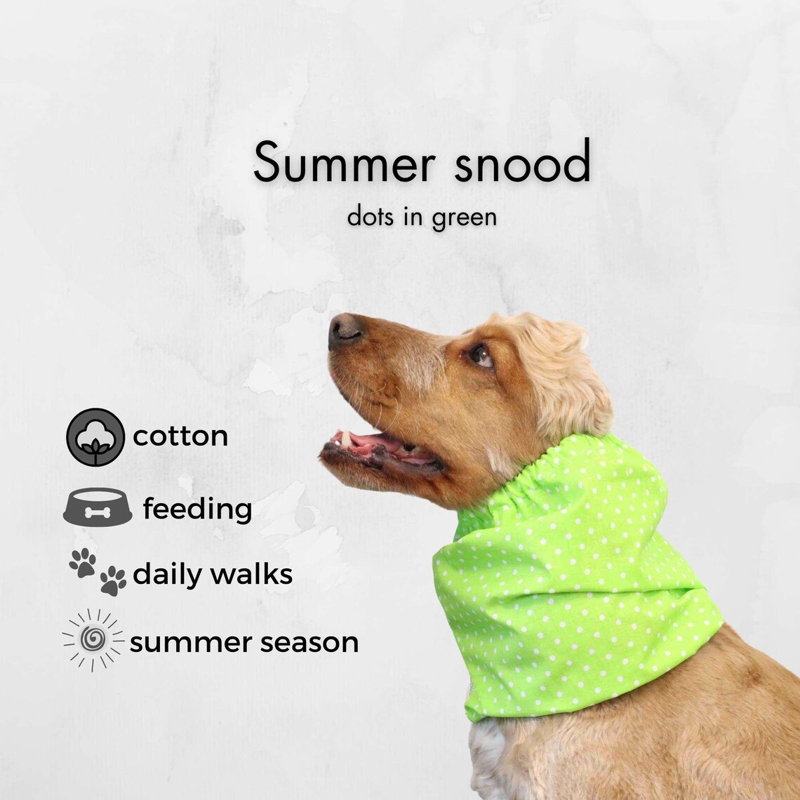 Cotton Dog Snood | Green Summer Snood for Dog | Handmade Cocker Spaniel ...