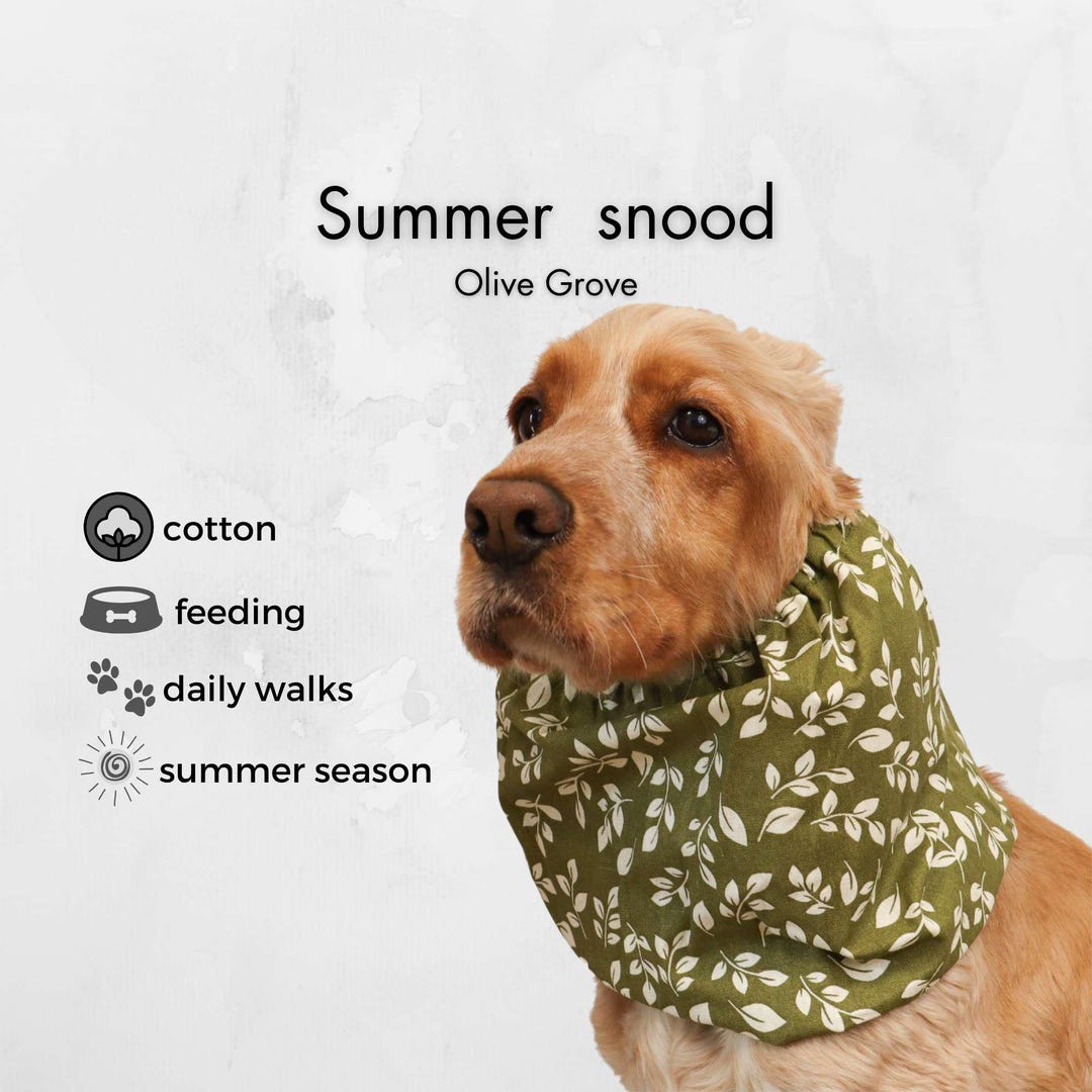 Olive Green Cotton Dog Summer Snood | Cocker Spaniel | Basset Hound ...