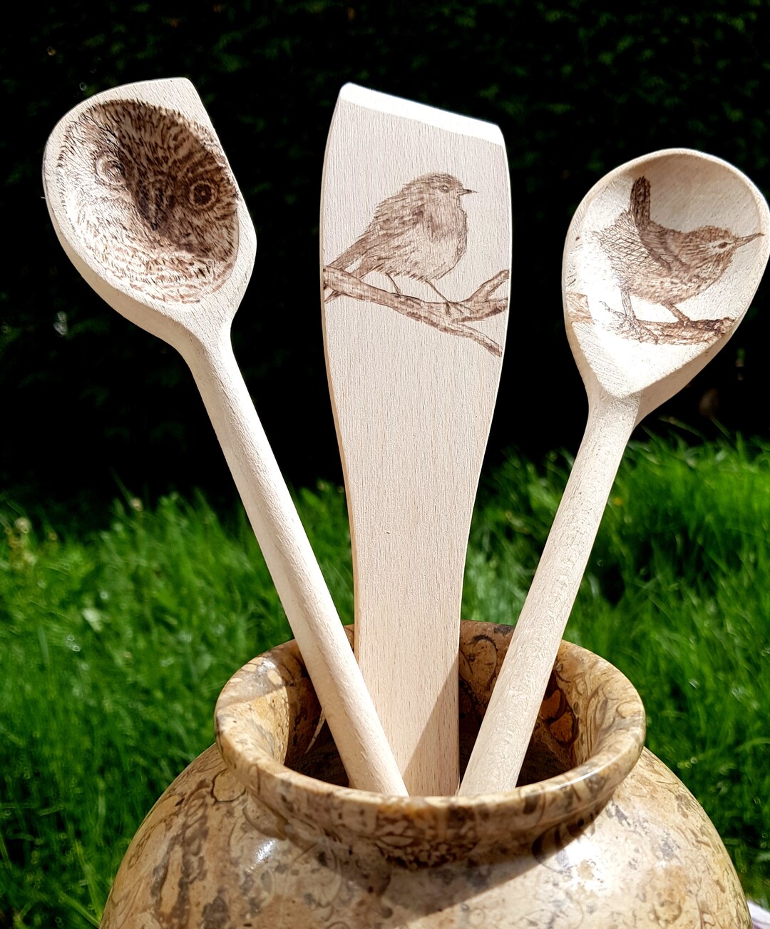 Pyrograpy Spoons With Bird Designs.5 Different Birds Available.owl ...