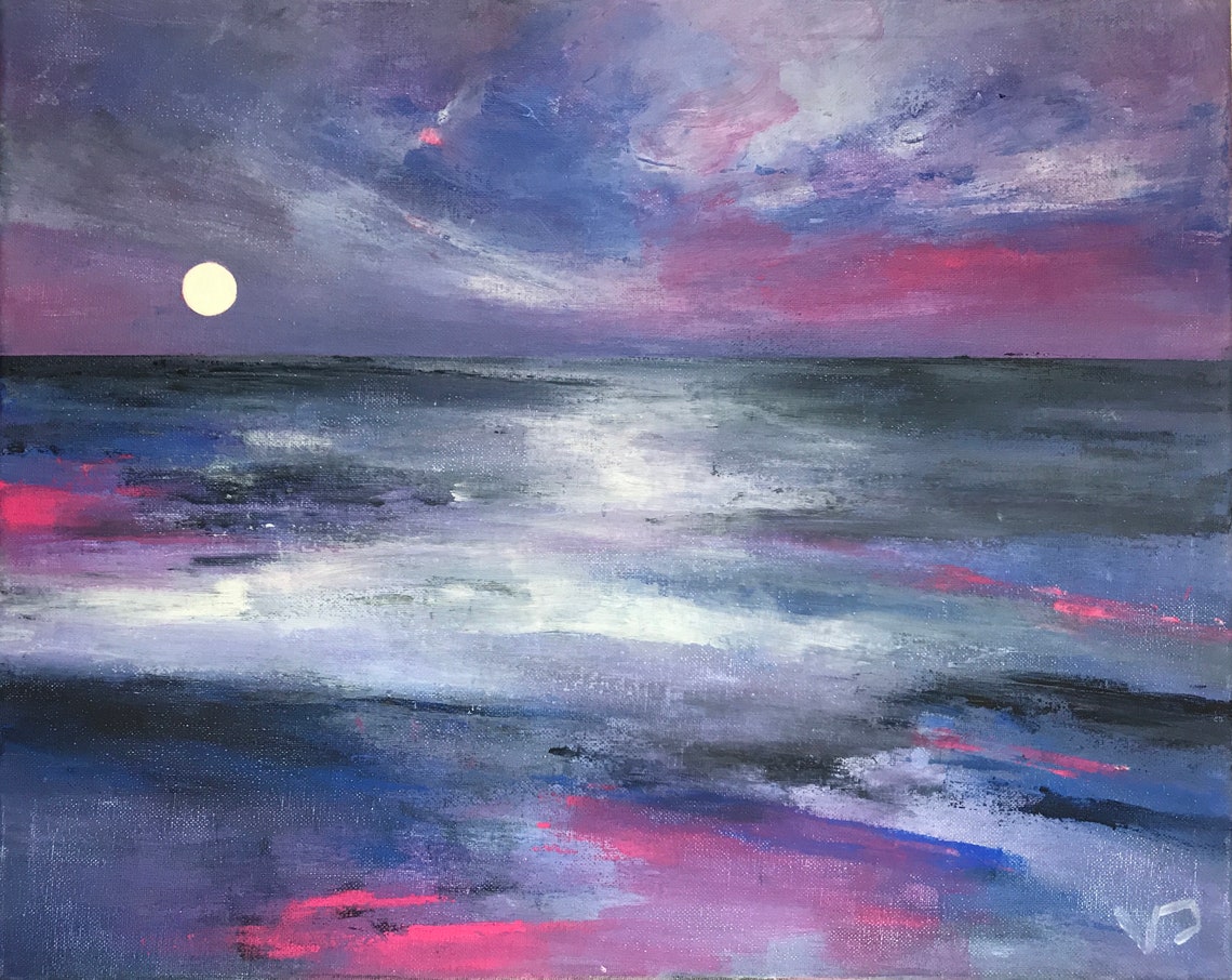 Abstract Landscape Canvas Art Original Painting Purple | Etsy