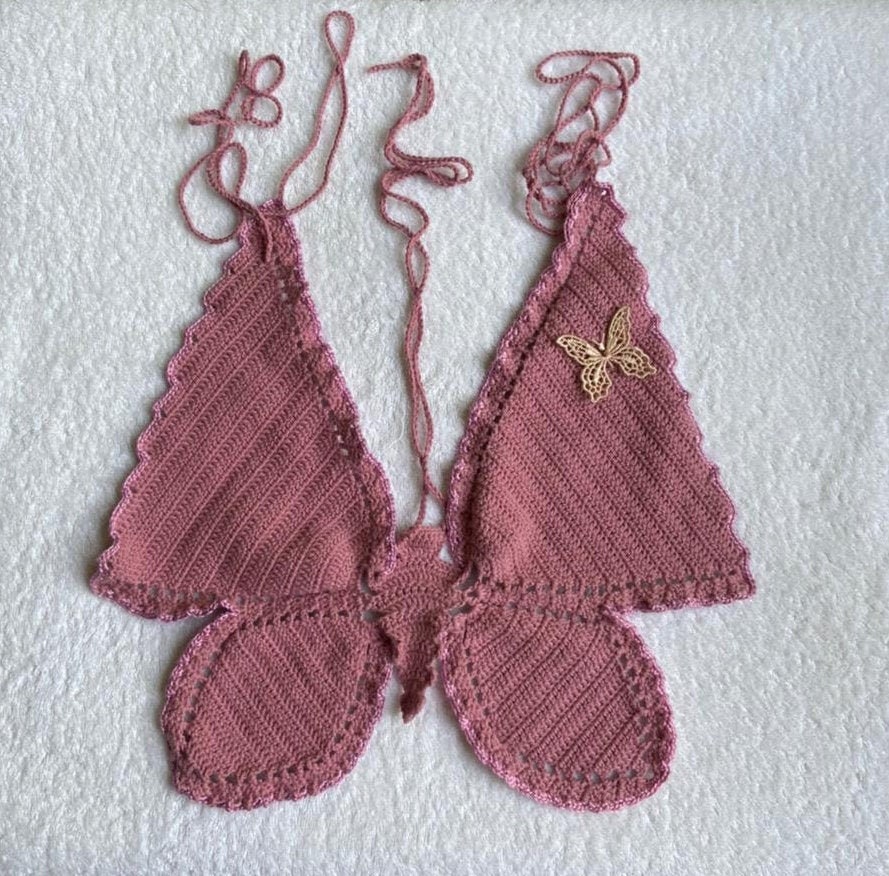 Top de mariposa de ganchillo | Etsy
