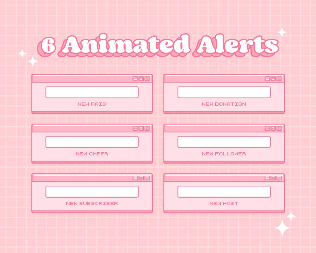 6 Animated Pop-up Twitch Alerts, Strawberry Pink Theme - Etsy