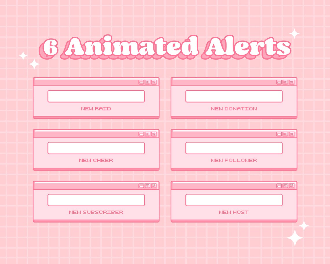6 Animated Pop-up Twitch Alerts, Strawberry Pink Theme - Etsy