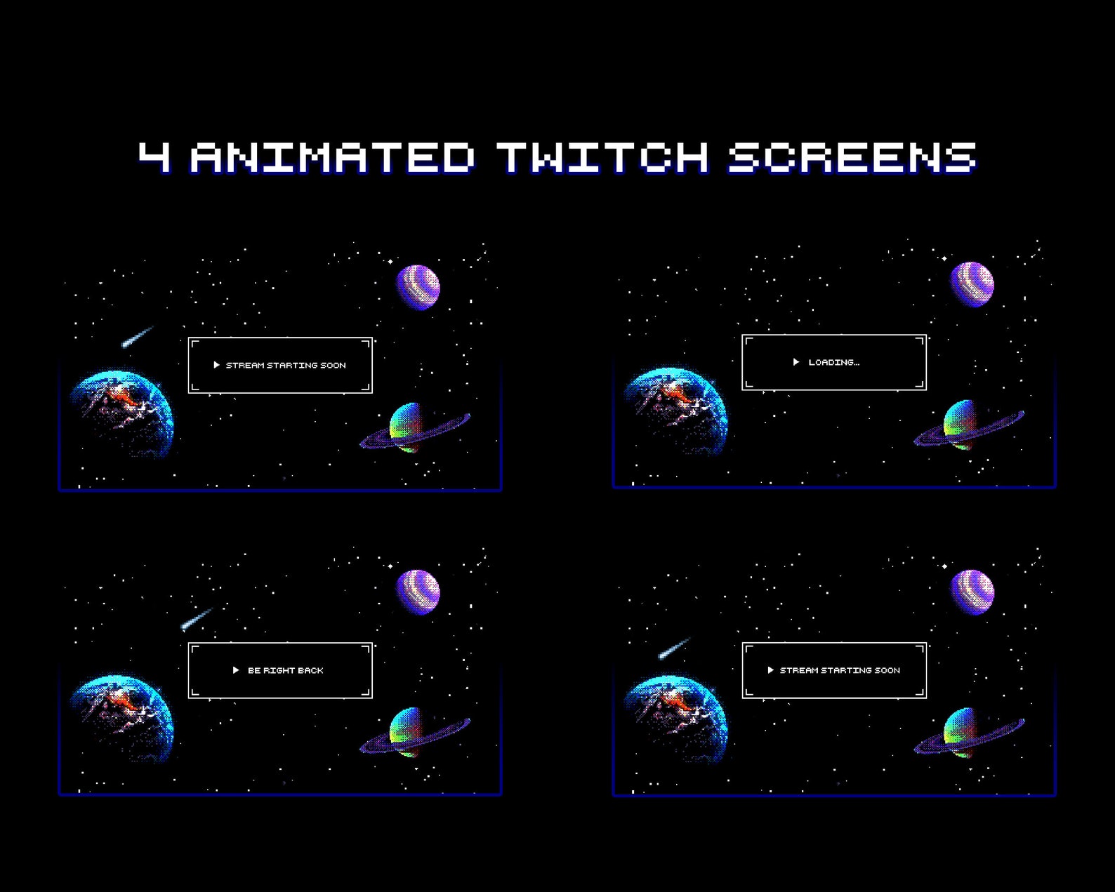 4 Animated Loading Screens, Pixel Art Space Galaxy Theme, Twitch ...
