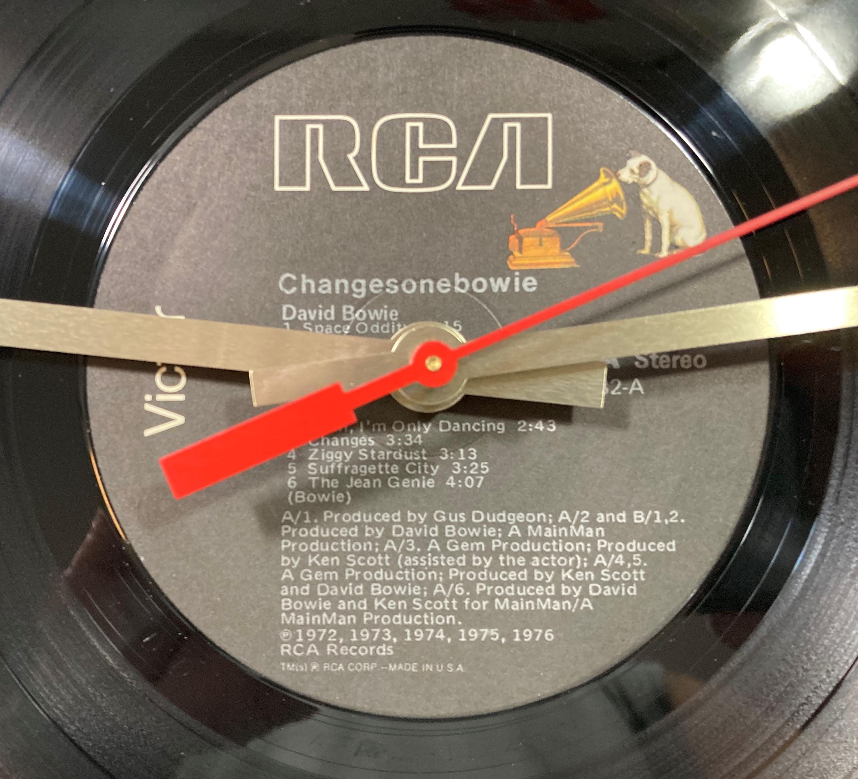 David Bowie Record Clock (changesonebowie) - 12" Wall Clock Made With ...