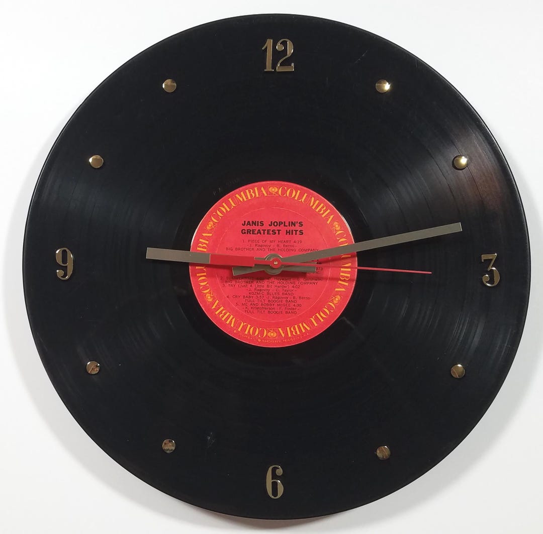 Janis Joplin "greatest Hits" Record Clock - 12” Wall Clock Created ...