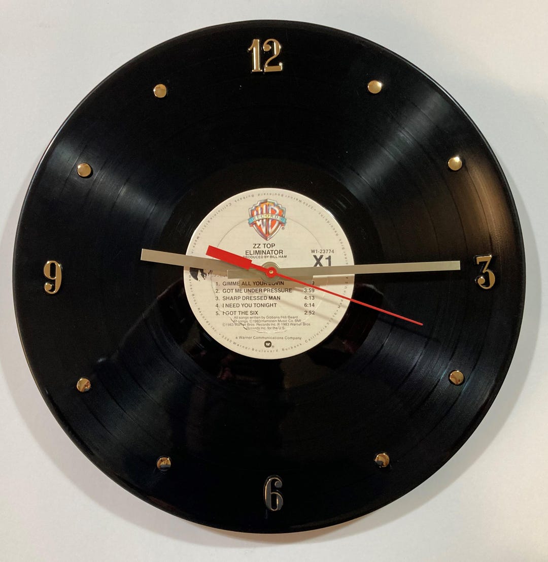 ZZ Top Record Clock (eliminator) - 12" Wall Clock Handmade Using the ...
