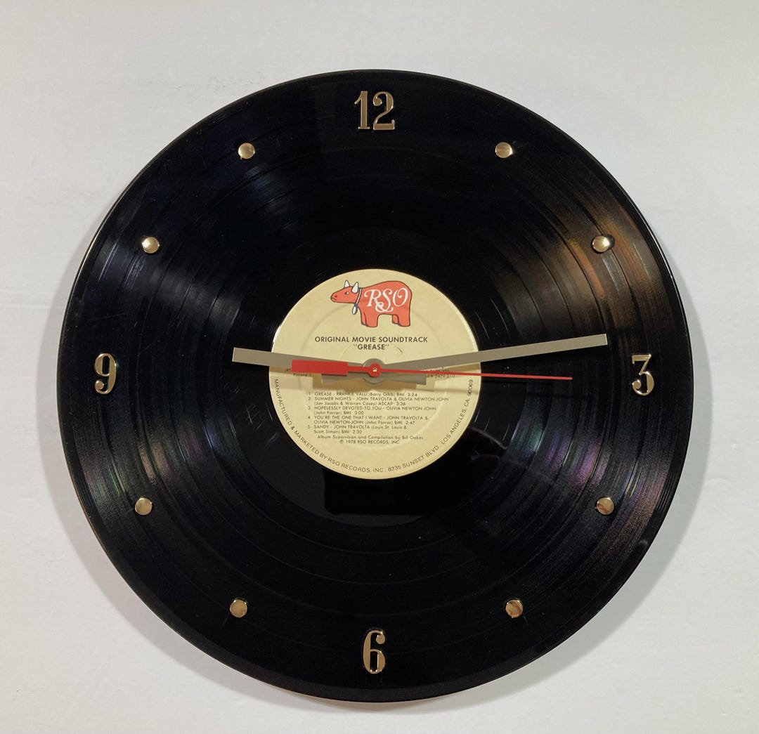 Grease Soundtrack Vinyl Record Clock - 12" Wall Clock Handmade Using ...