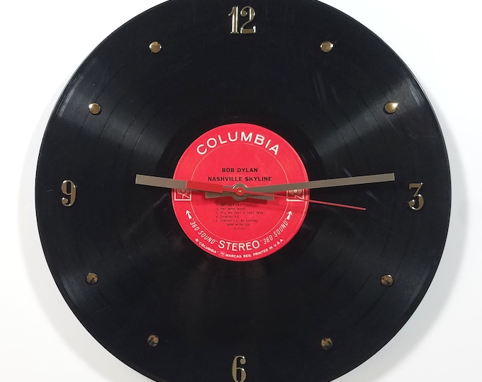 Bob Dylan Record Clock nashville Skyline Created With the Actual Bob Dylan Vinyl Record. Records ...