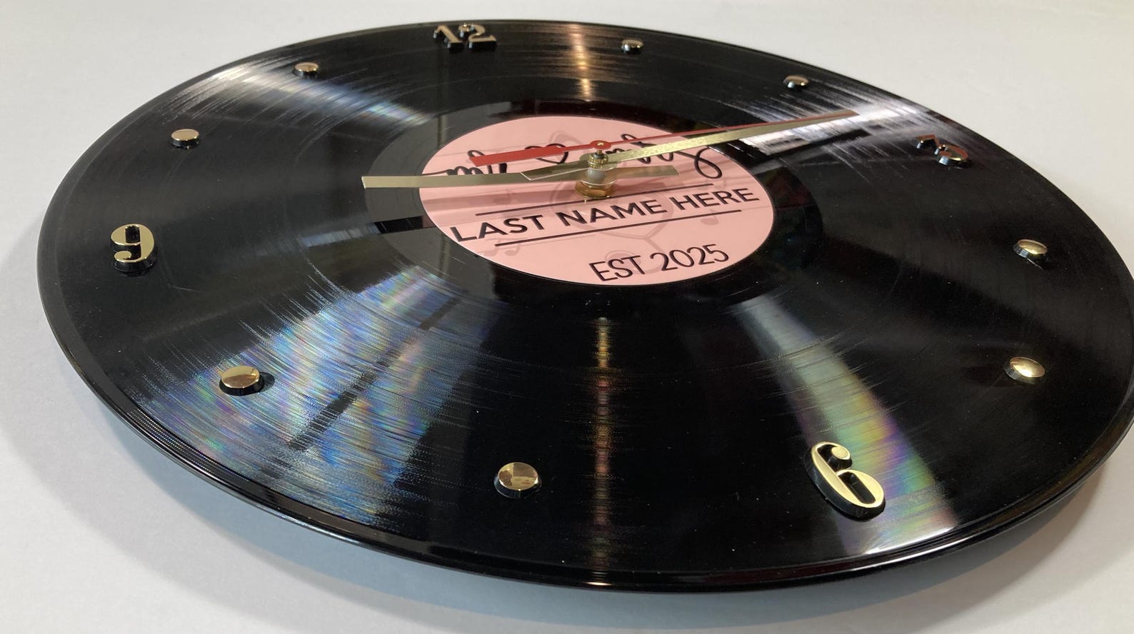 Wedding / Anniversary 12" Vinyl Record Clock- Customize With Your Last ...