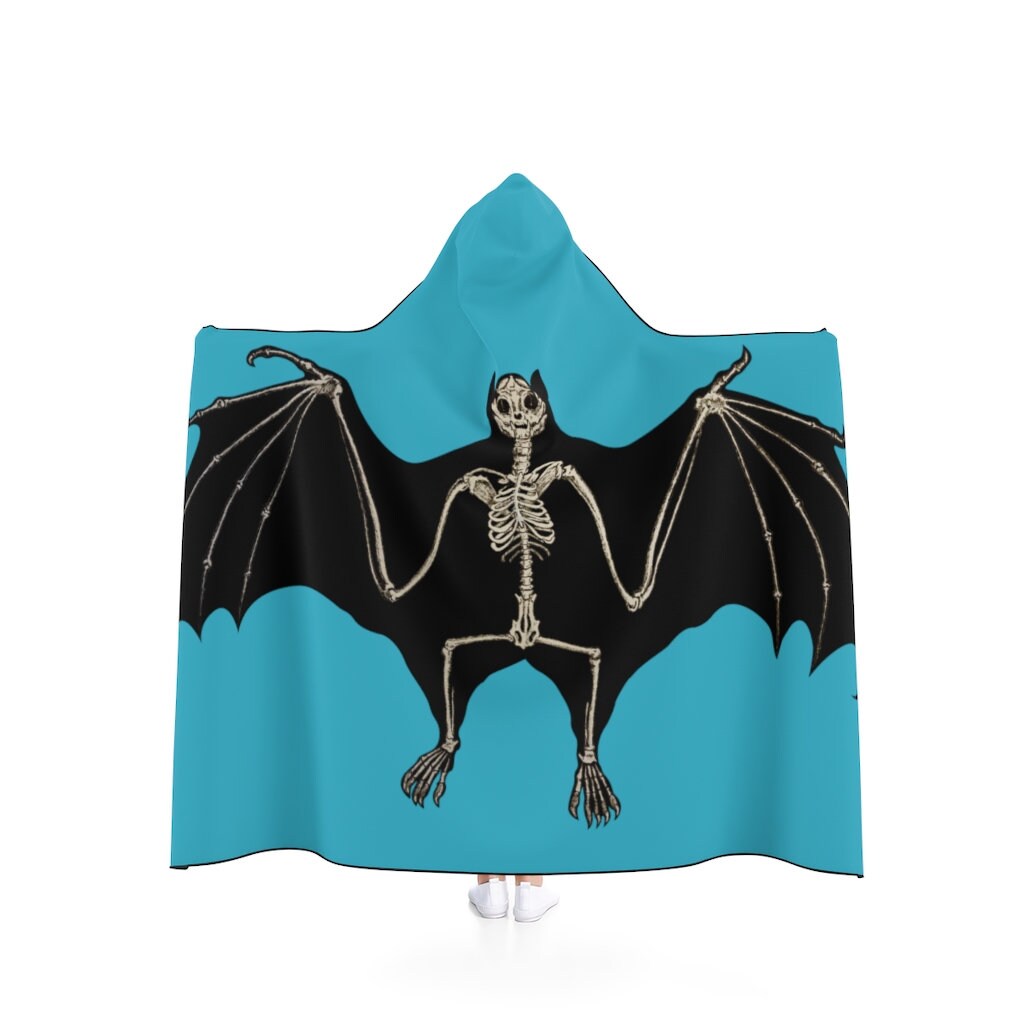 Bat Skeleton Indie Art Hooded Blanket - Gothic Bat Drawing Artist Made ...