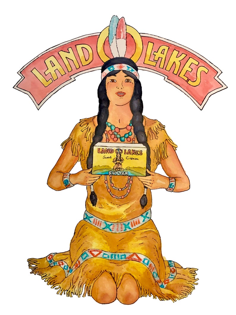 Land O Lakes Girl vintage Retro Butter Logo aquarelle | Etsy