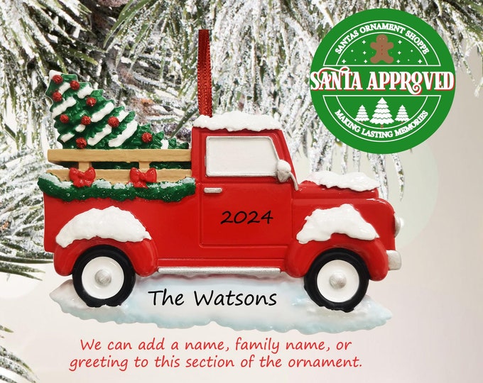 Red Pickup Truck Ornament Red Truck Hauling Christmas Tree Christmas ...