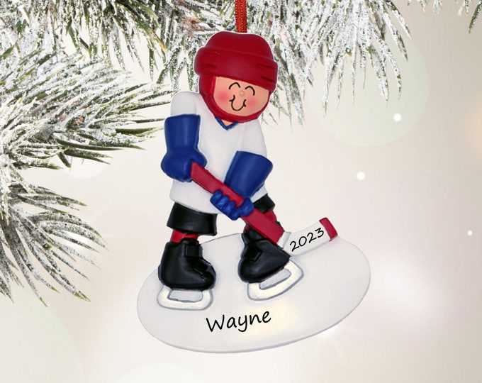 Hockey Player Christmas Ornament / Personalized Hockey Ornament / Gift ...
