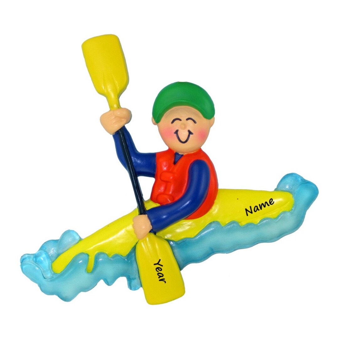 Personalized Kayaking Boy Ornament / Male Canoeing Christmas Ornament ...