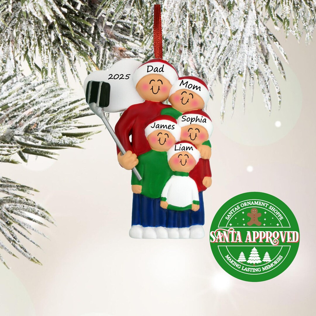 Personalized Selfie Family Christmas Ornament – Family of 5, Custom ...