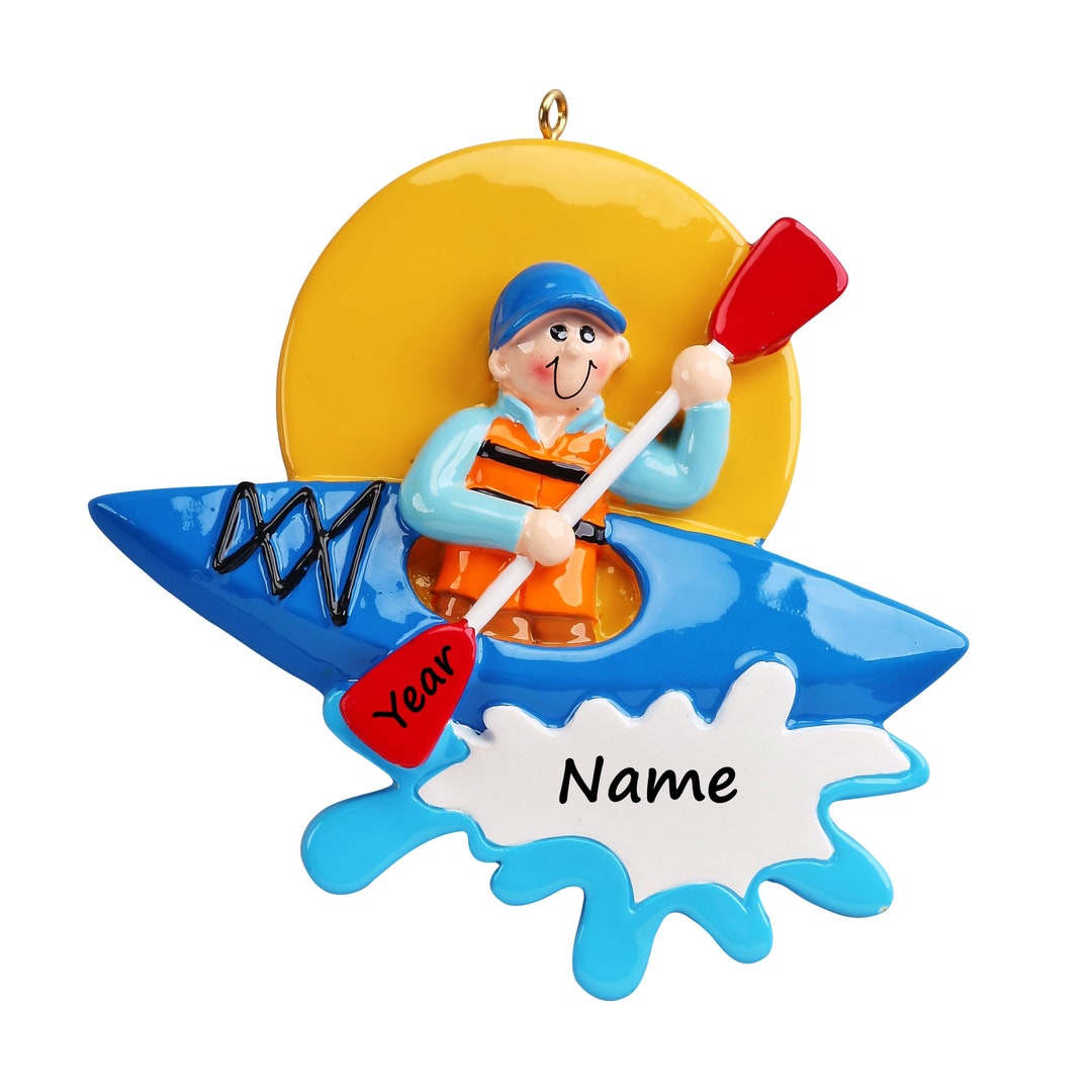 Personalized Kayaking Boy Ornament / Male Canoeing Christmas Ornament ...