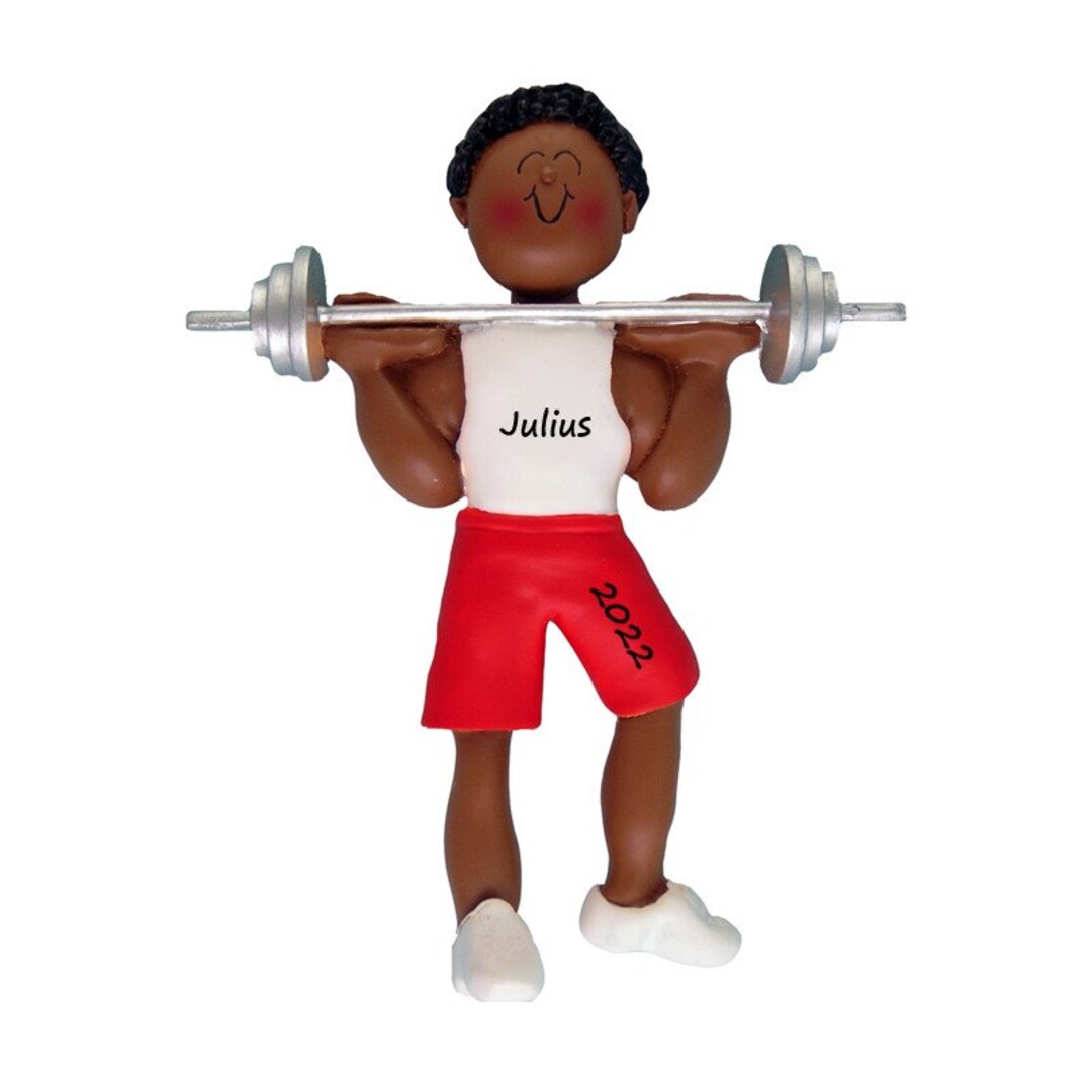 Weightlifter Personalized Ornament 2022 / Guy Loves Working Out With ...