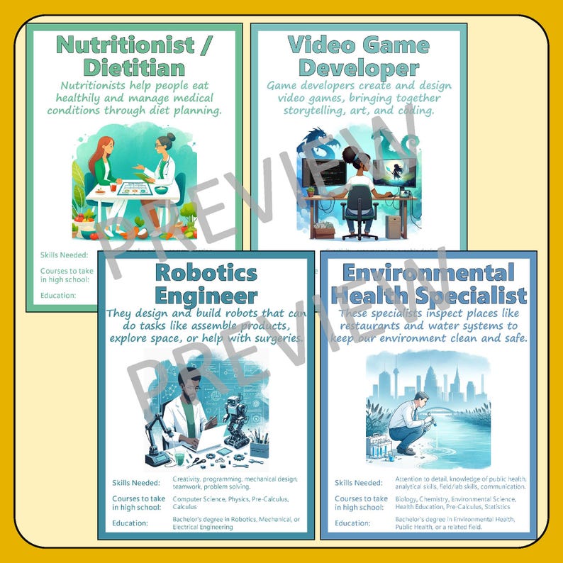 STEM Careers Classroom Posters: Science, Technology, Engineering, Math ...