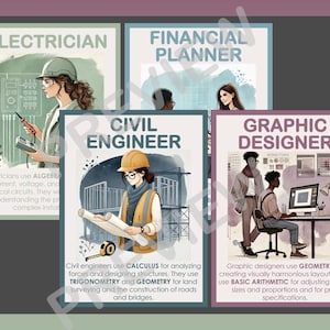 Math at Work: Exploring Math Involved in Careers Poster Set | Boho ...