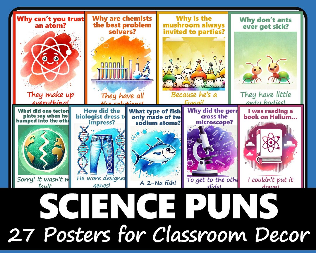 Funny Science Pun Posters: Chemistry, Biology, Physics (PDF Download ...