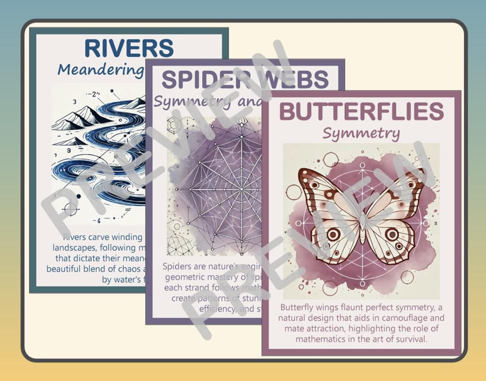 Math in Nature Poster Set | Math Classroom Decor | STEM Bulletin Board ...