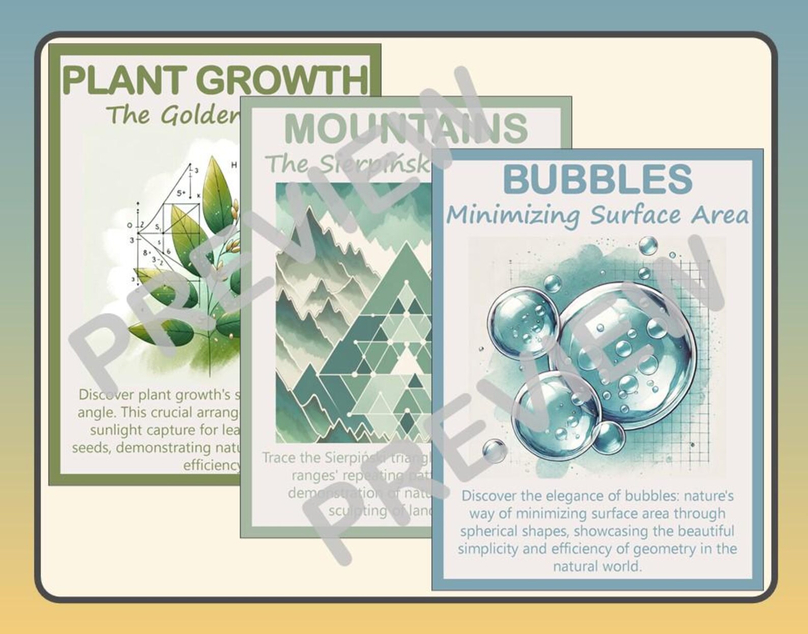 Math in Nature Poster Set | Math Classroom Decor | STEM Bulletin Board ...