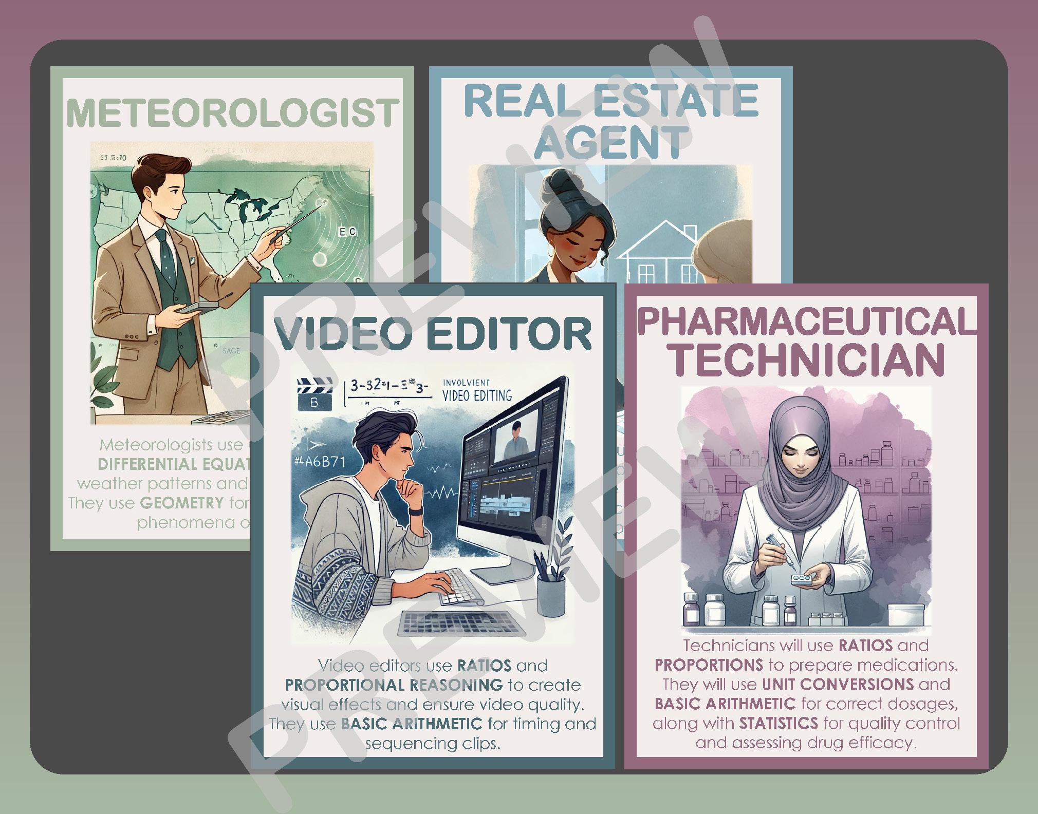 Math at Work: Exploring Math Involved in Careers Poster Set | Boho ...