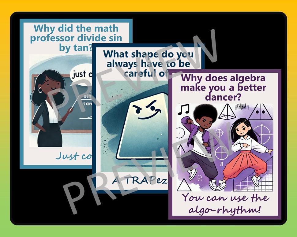 Fun Math Puns Posters for STEM Bulletin Board or Classroom Decor | Math ...