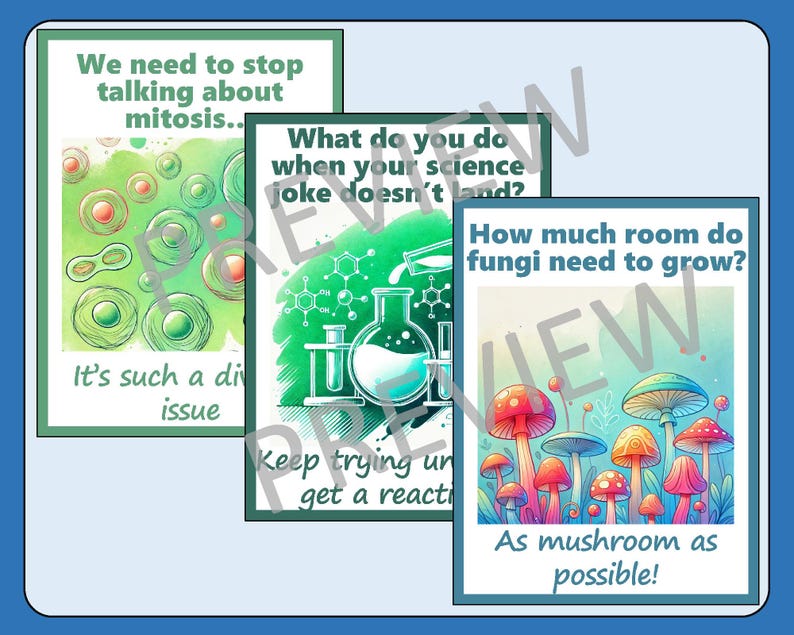 Funny Science Pun Posters: Chemistry, Biology, Physics (PDF Download ...