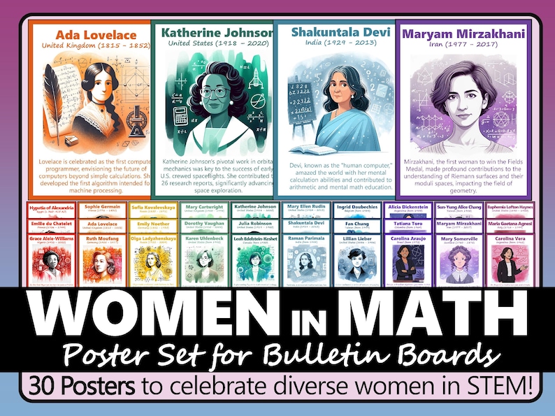 Women in Mathematics Posters: Inspiring STEM Classroom Decor (PDF ...