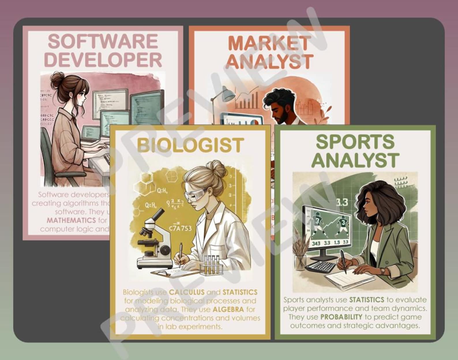 Math at Work: Exploring Math Involved in Careers Poster Set | Boho ...