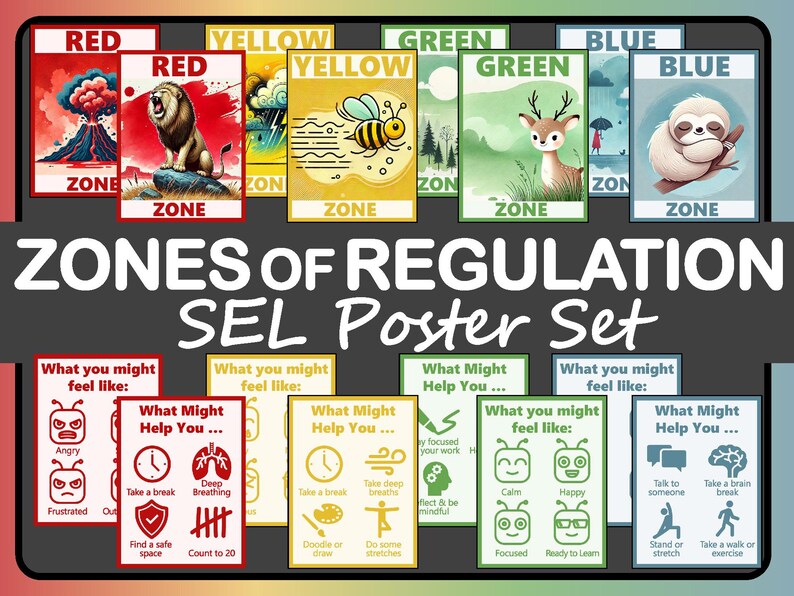 Zones of Regulation Poster Set: SEL Emotion Management, Calm Corner ...