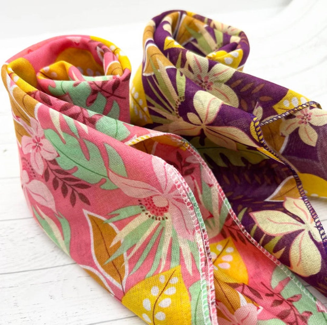 Tropical Print Cotton Gauze Scarf, Cotton Bandana, Soft Cotton Scarf ...