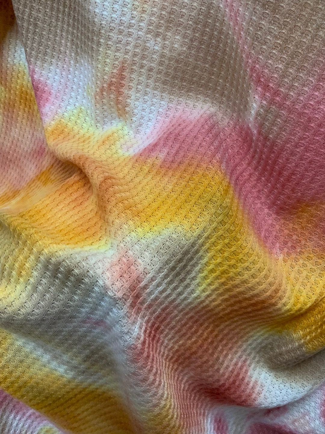 Waffle Tie Dye, Knit Fabric, Waffle Sweater Fabric by the Yards ...