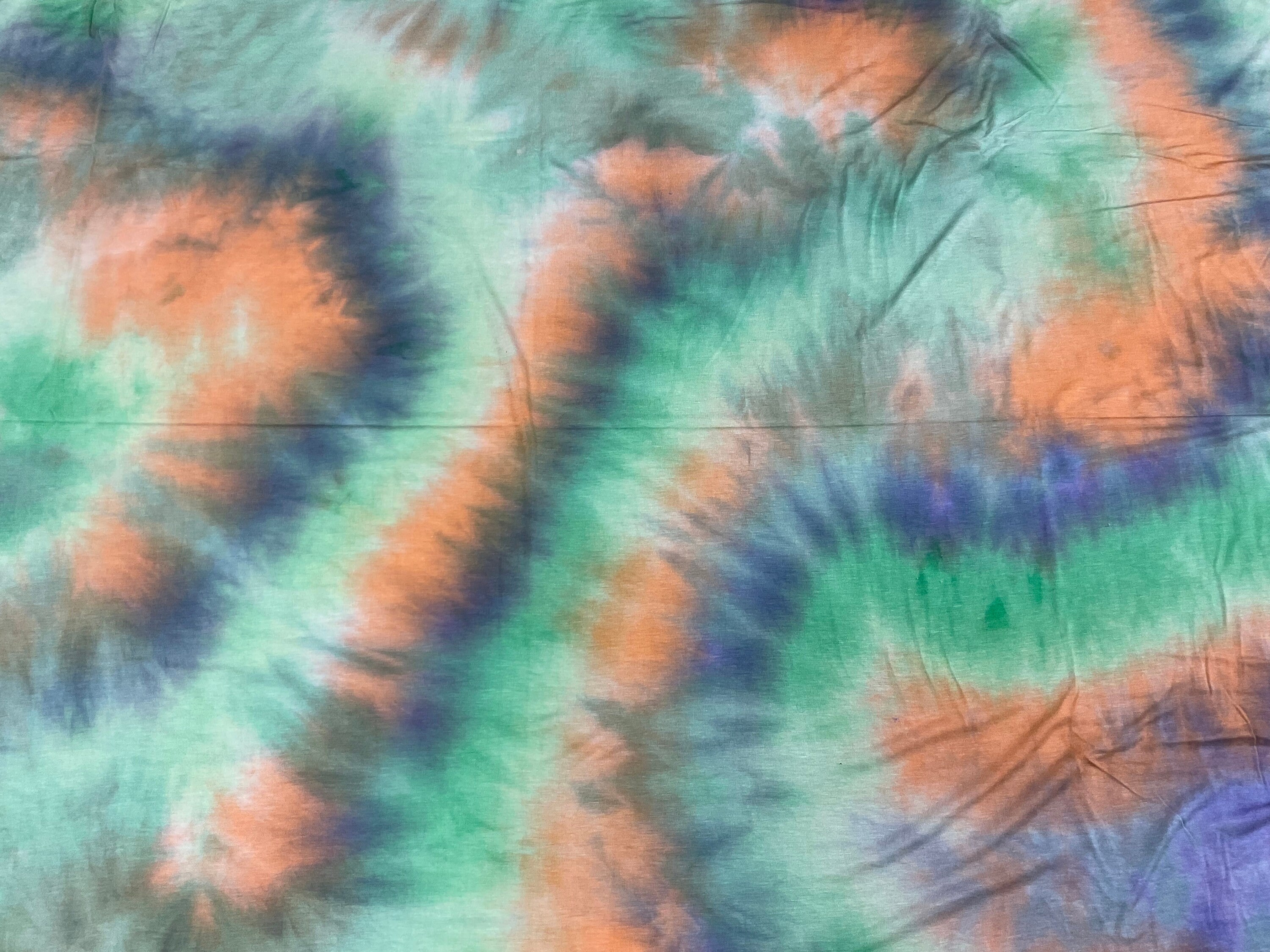 Rayon Bluemintorange Tie Dyetie Dye Fabric By The Etsy
