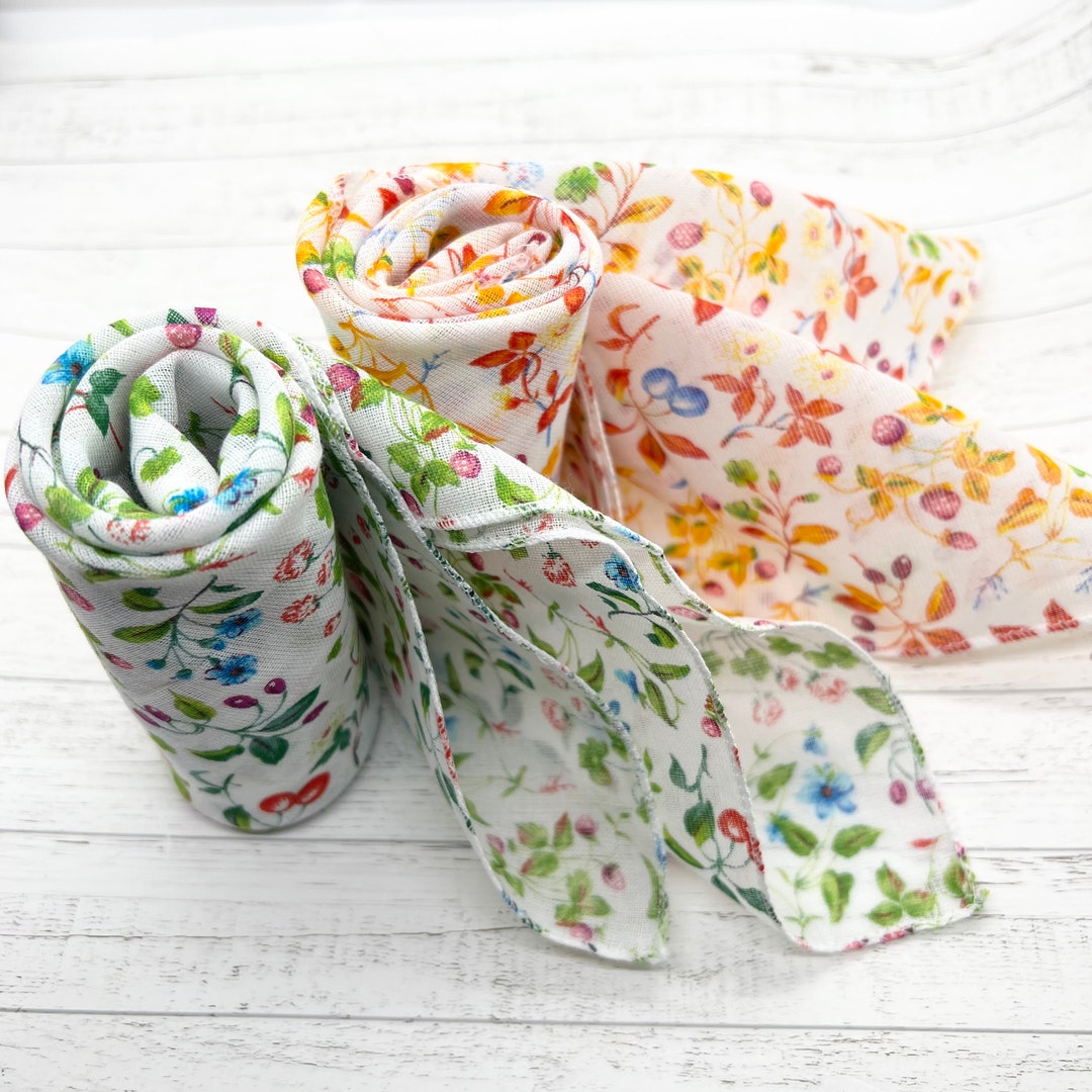 Strawberry Print Cotton Gauze Scarf, Cotton Bandana, Gift Scarf, Chemo ...