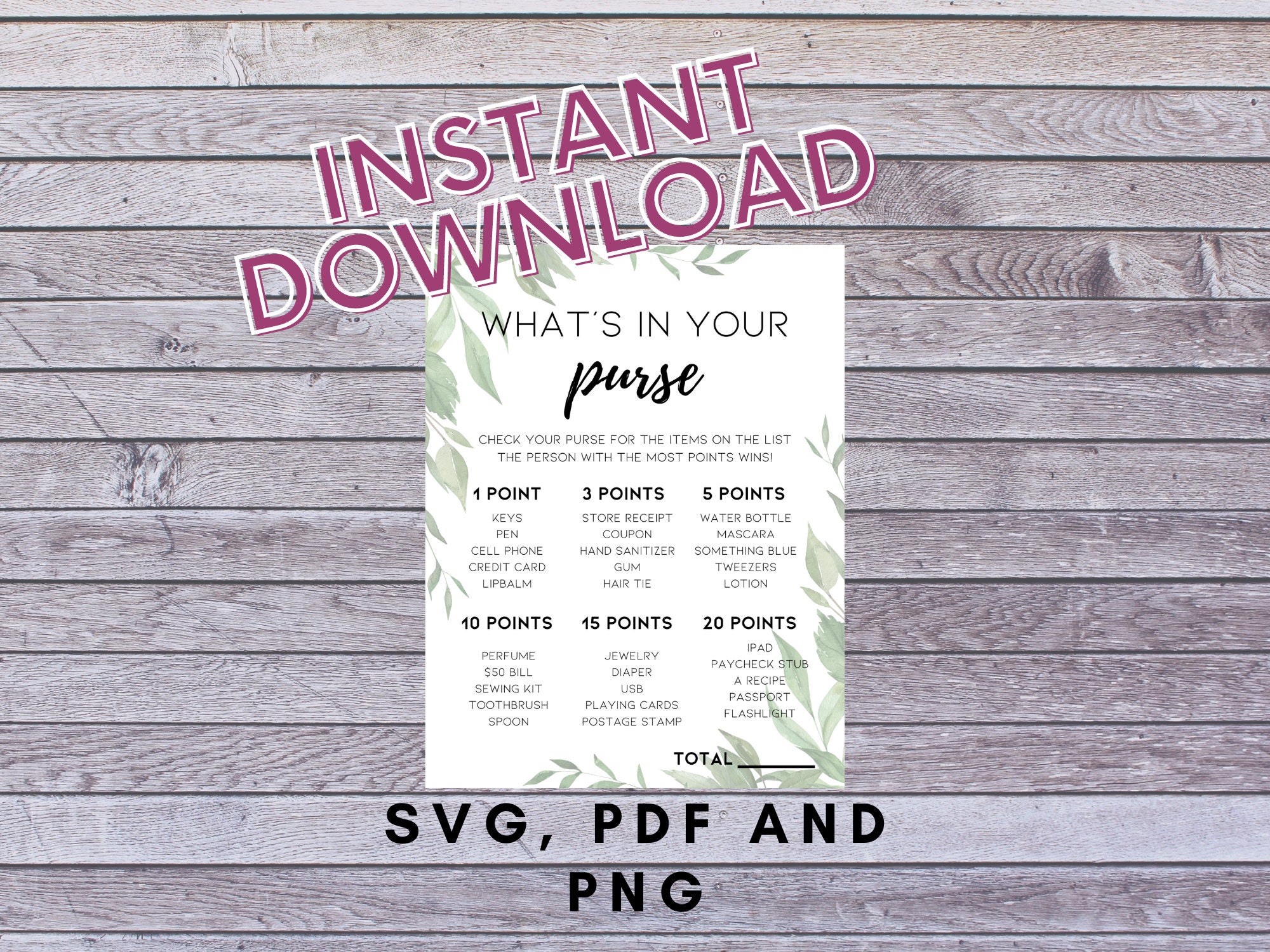 What's in Your Purse Baby Shower Game - Digital Download - Etsy