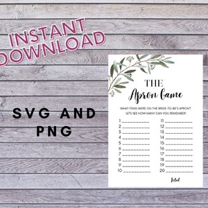 The Apron Game Bridal Shower Game - Digital Download - Etsy