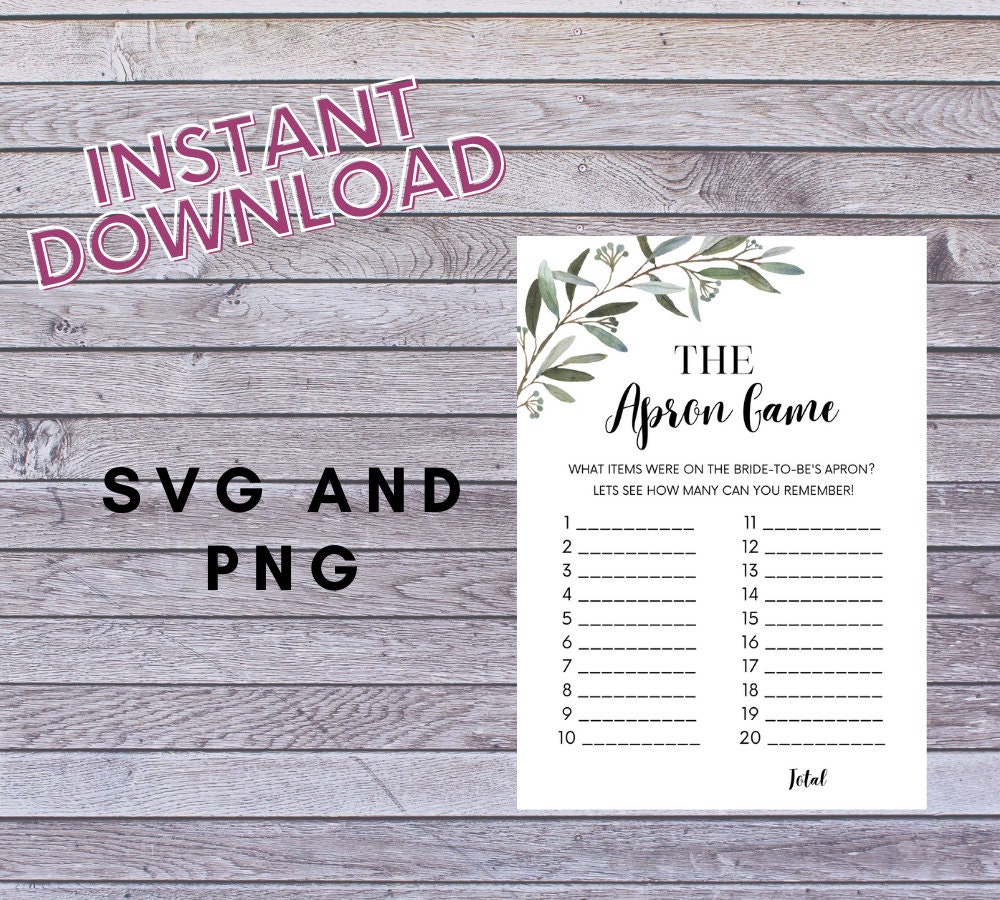 The Apron Game Bridal Shower Game - Digital Download - Etsy