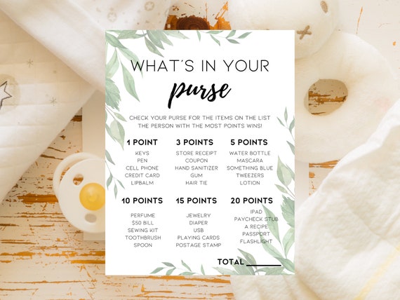 What's in Your Purse Baby Shower Game Digital Download - Etsy