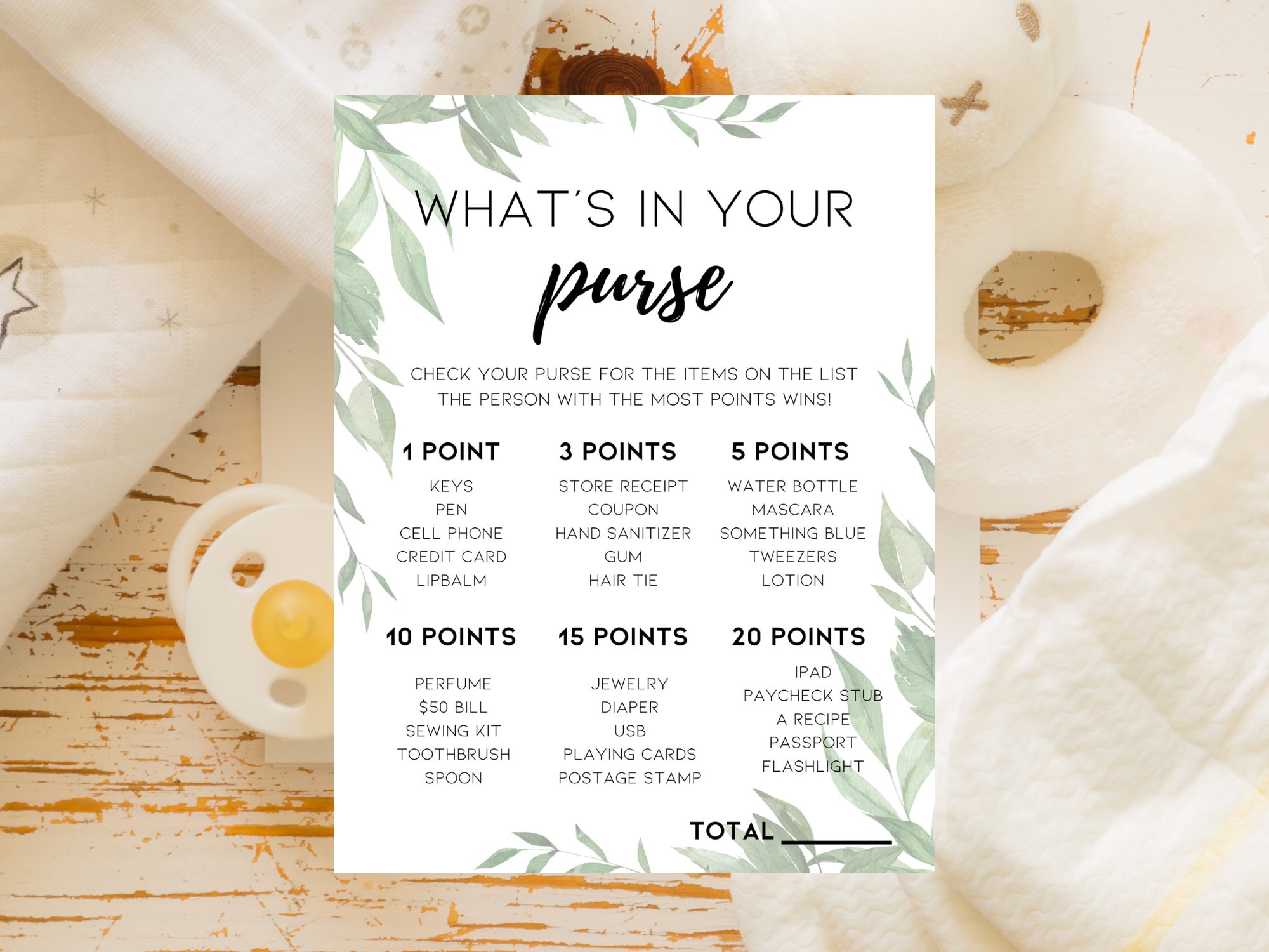 What's in Your Purse Baby Shower Game - Digital Download - Etsy