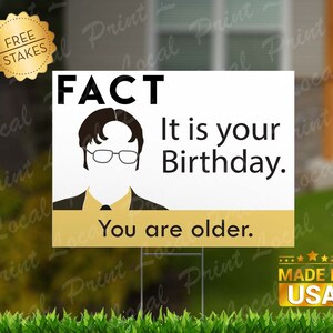 CUSTOMIZABLE the Office Birthday "dwight Fact" Edition - Yard Sign or ...