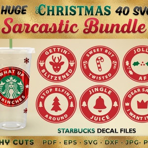 Starbucks Funny Sarcastic Winter Christmas Bundle 40 Pack - Decals for ...